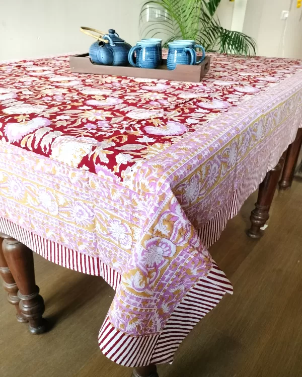 6-Seater Bagru Handblock Tablecloth 5ft x 7.5ft - The Magic Room