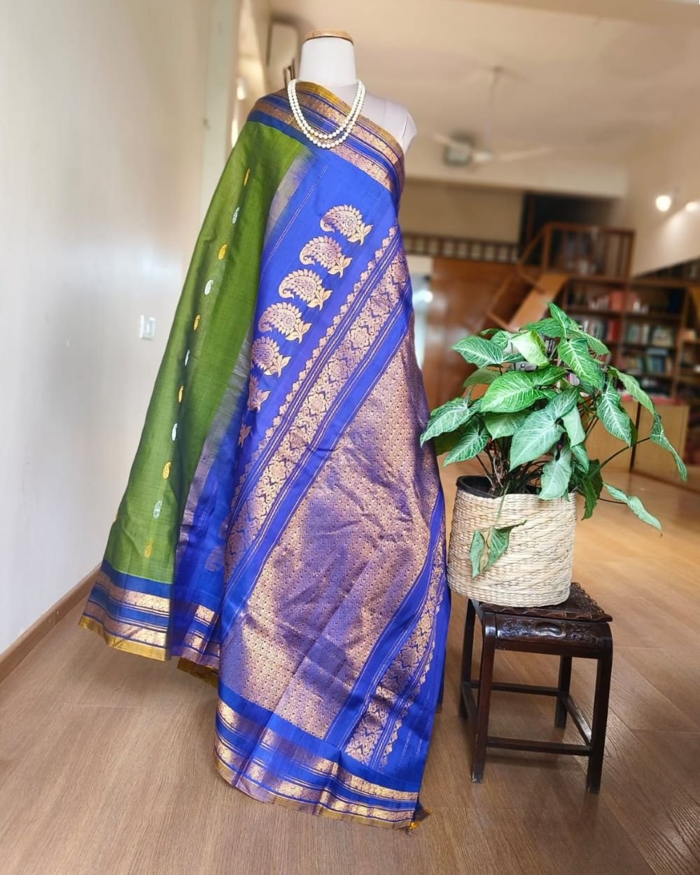 Green Silk-Cotton Gadwal - The Magic Room