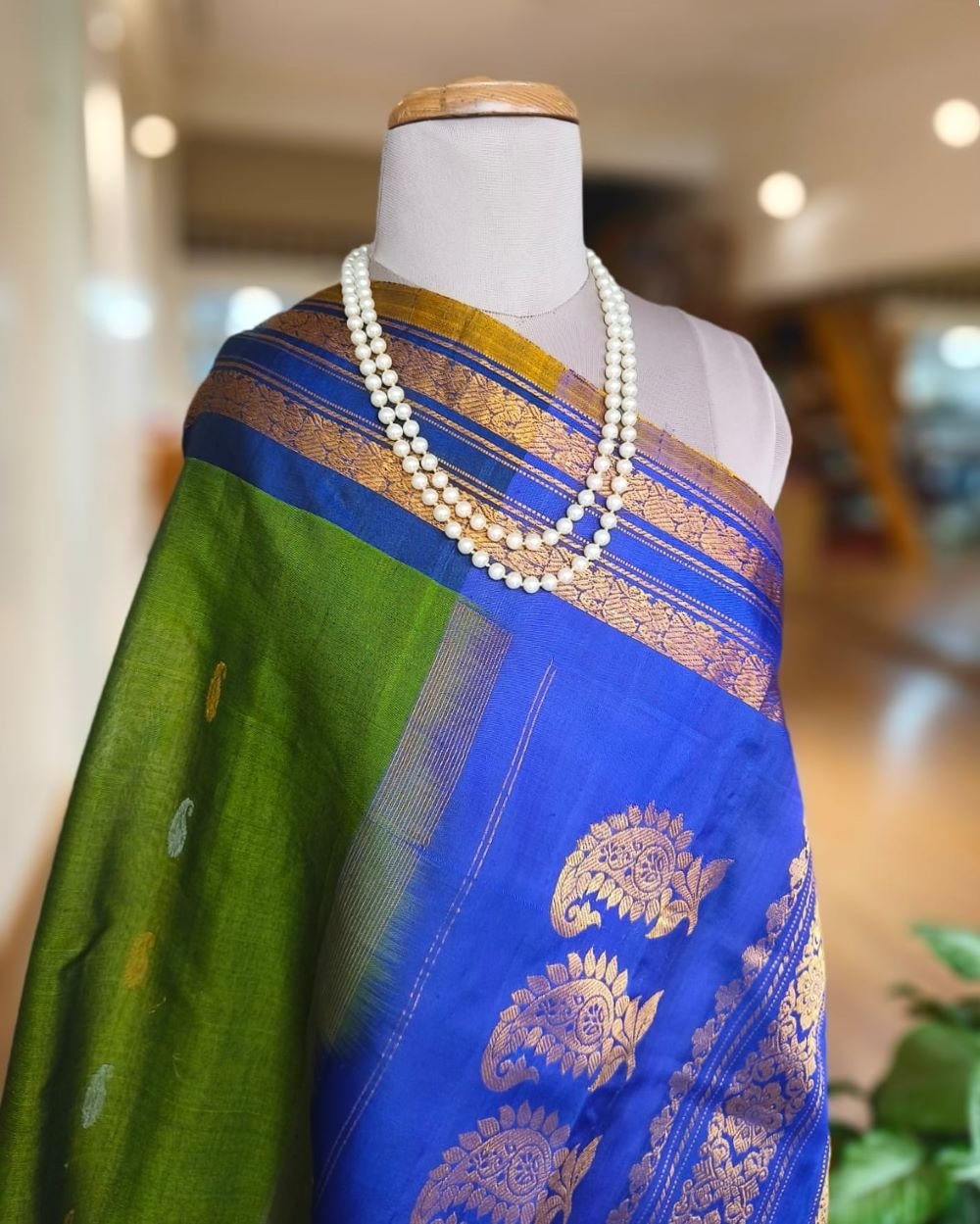 Green Silk-Cotton Gadwal - The Magic Room