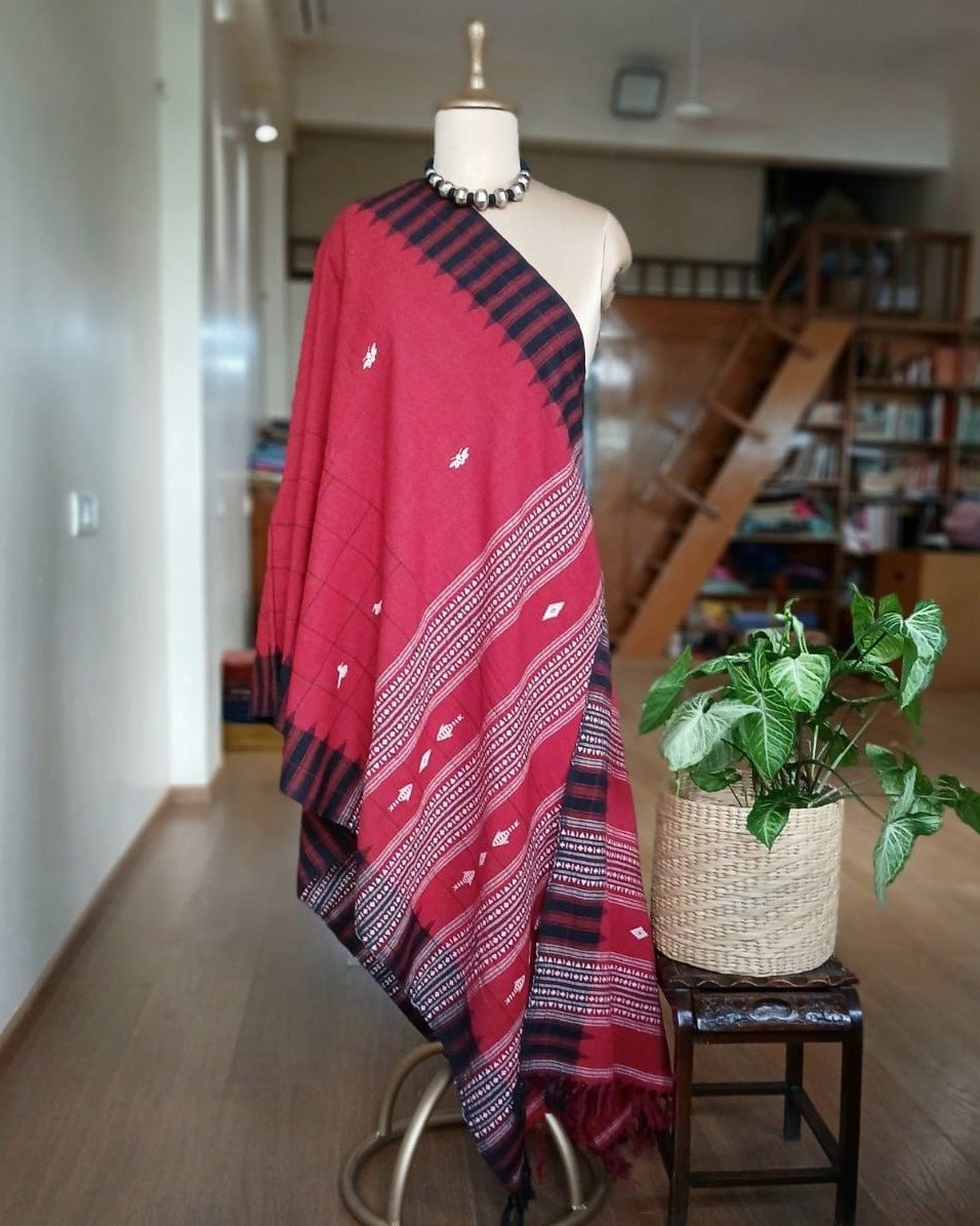Kotpad handweave Cotton Dupatta from Odisha- (CTKD1004) - The Magic Room