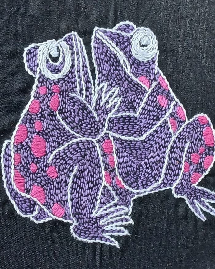 Kantha Embroidered Artwork Frogs – (ARTW0008) - The Magic Room