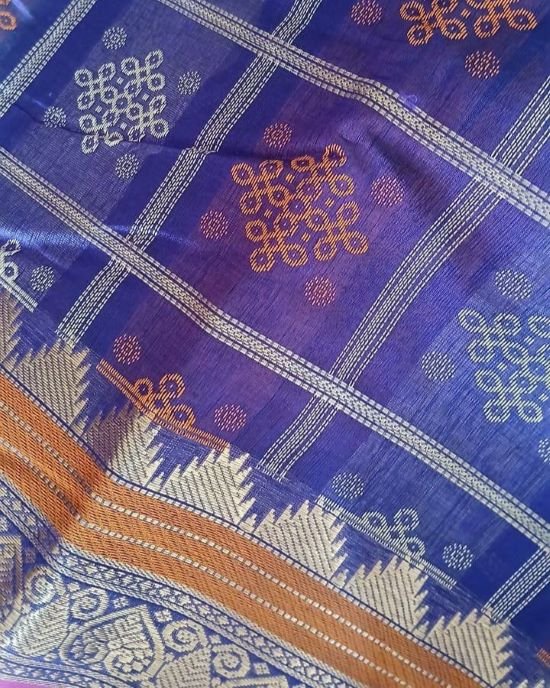 Lakshadeepam Silk-Cotton Two-tone Kanchi handweave saree with zari ...
