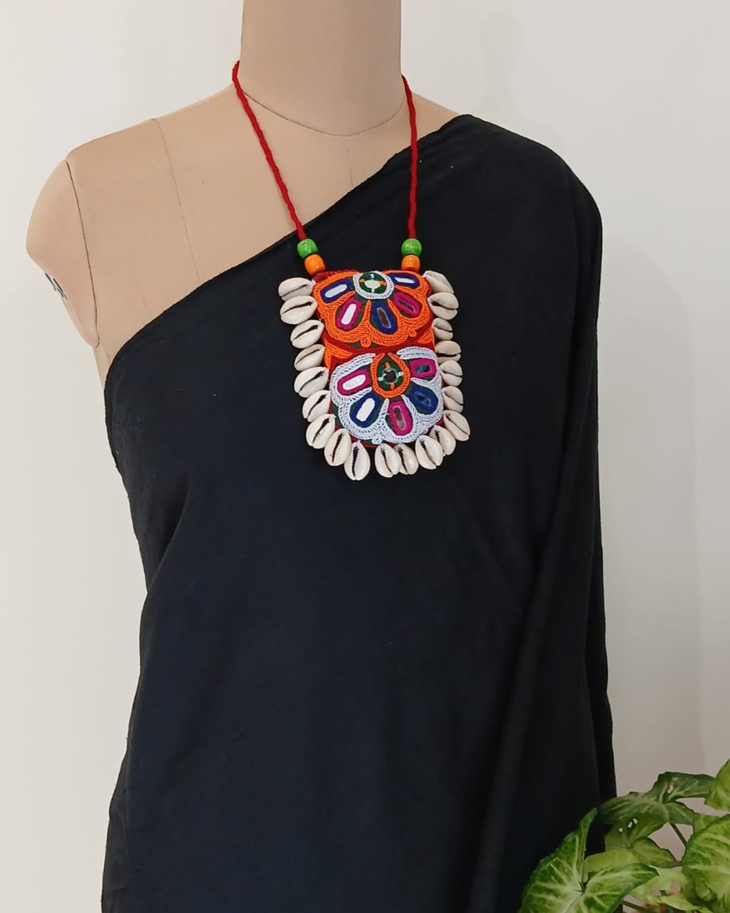 Colourful Meghwal Hand Embroidered necklace - (CMHE0003) - The Magic Room