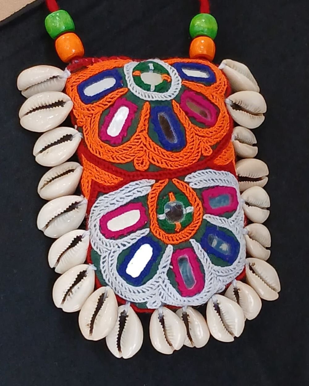 Colourful Meghwal Hand Embroidered necklace - (CMHE0003) - The Magic Room