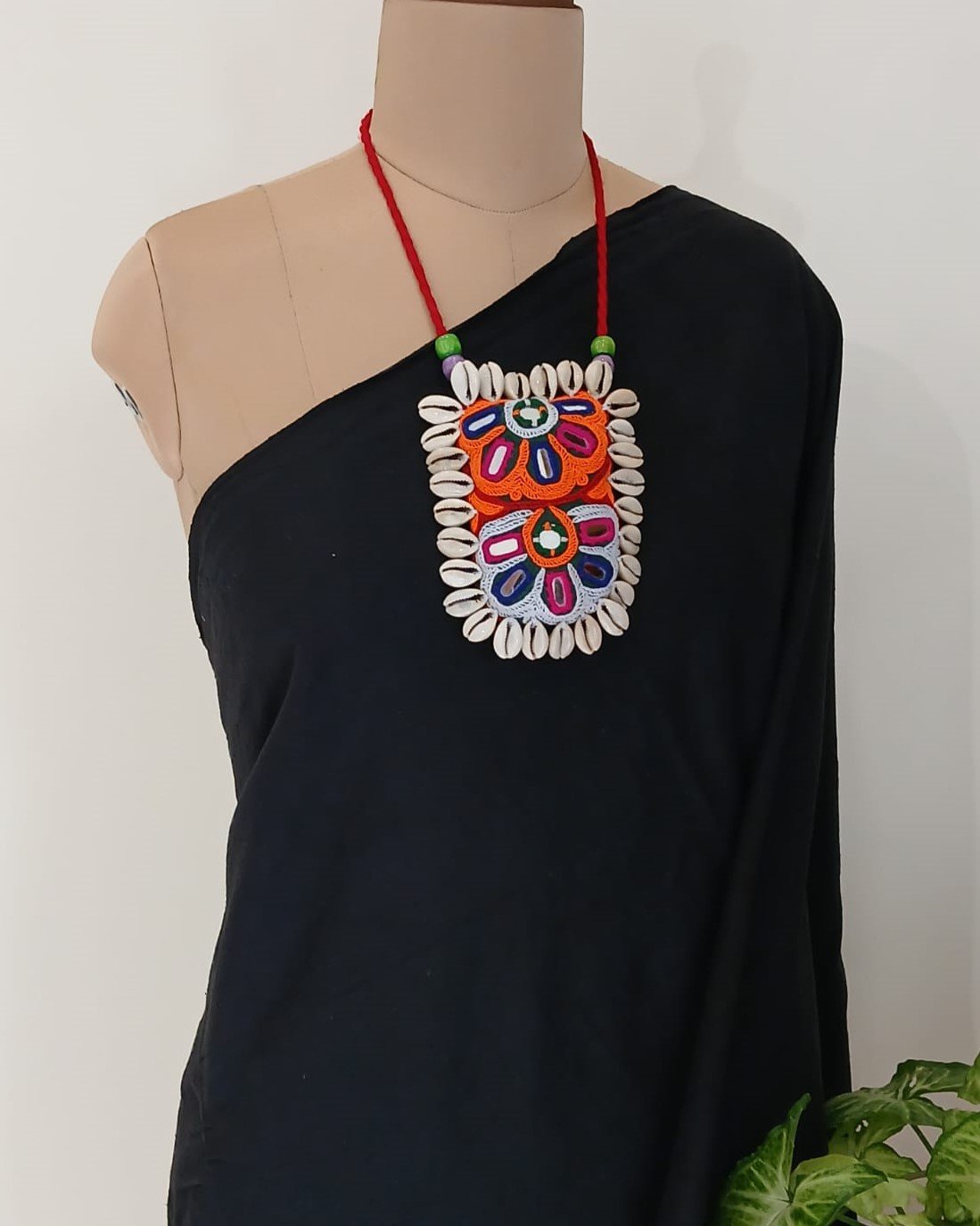 Colourful Meghwal Hand Embroidered necklace - (CMHE0004) - The Magic Room
