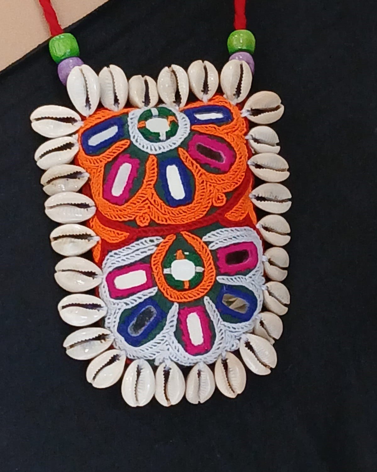 Colourful Meghwal Hand Embroidered necklace - (CMHE0004) - The Magic Room