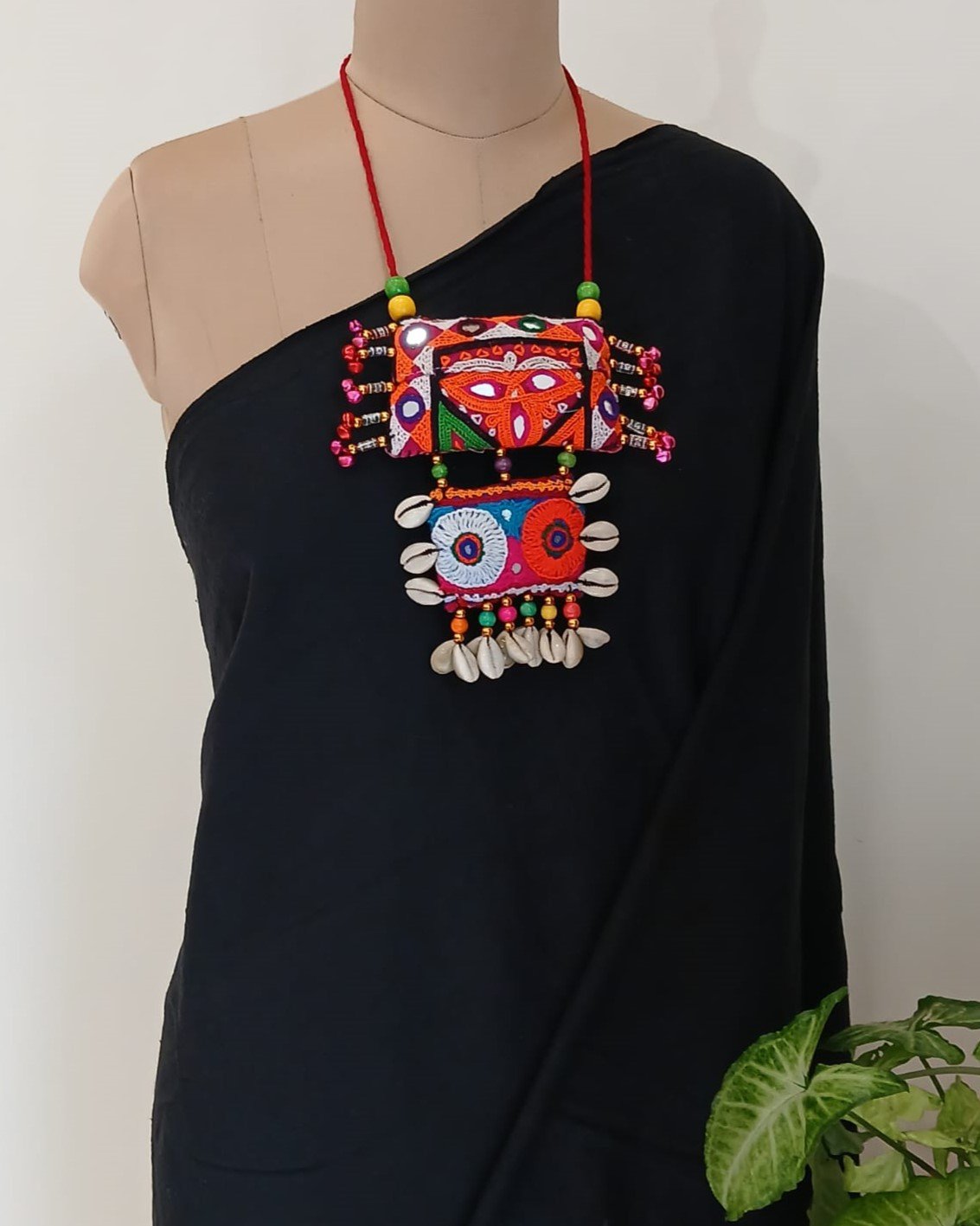 Colourful Meghwal Hand Embroidered necklace – (CMHE0007) - The Magic Room