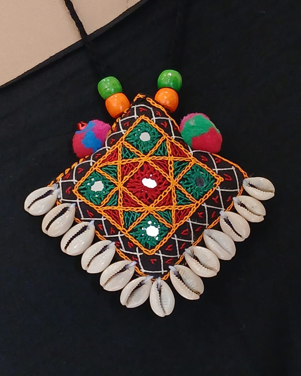 Colourful Meghwal Hand Embroidered necklace – (CMHE0018) - The Magic Room