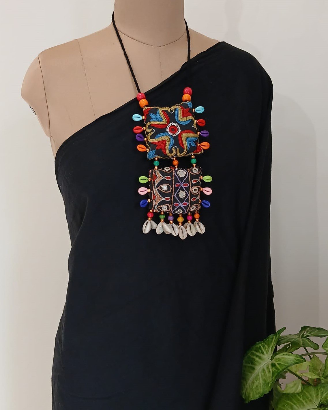 Colourful Meghwal Hand Embroidered necklace – (CMHE0009) - The Magic Room