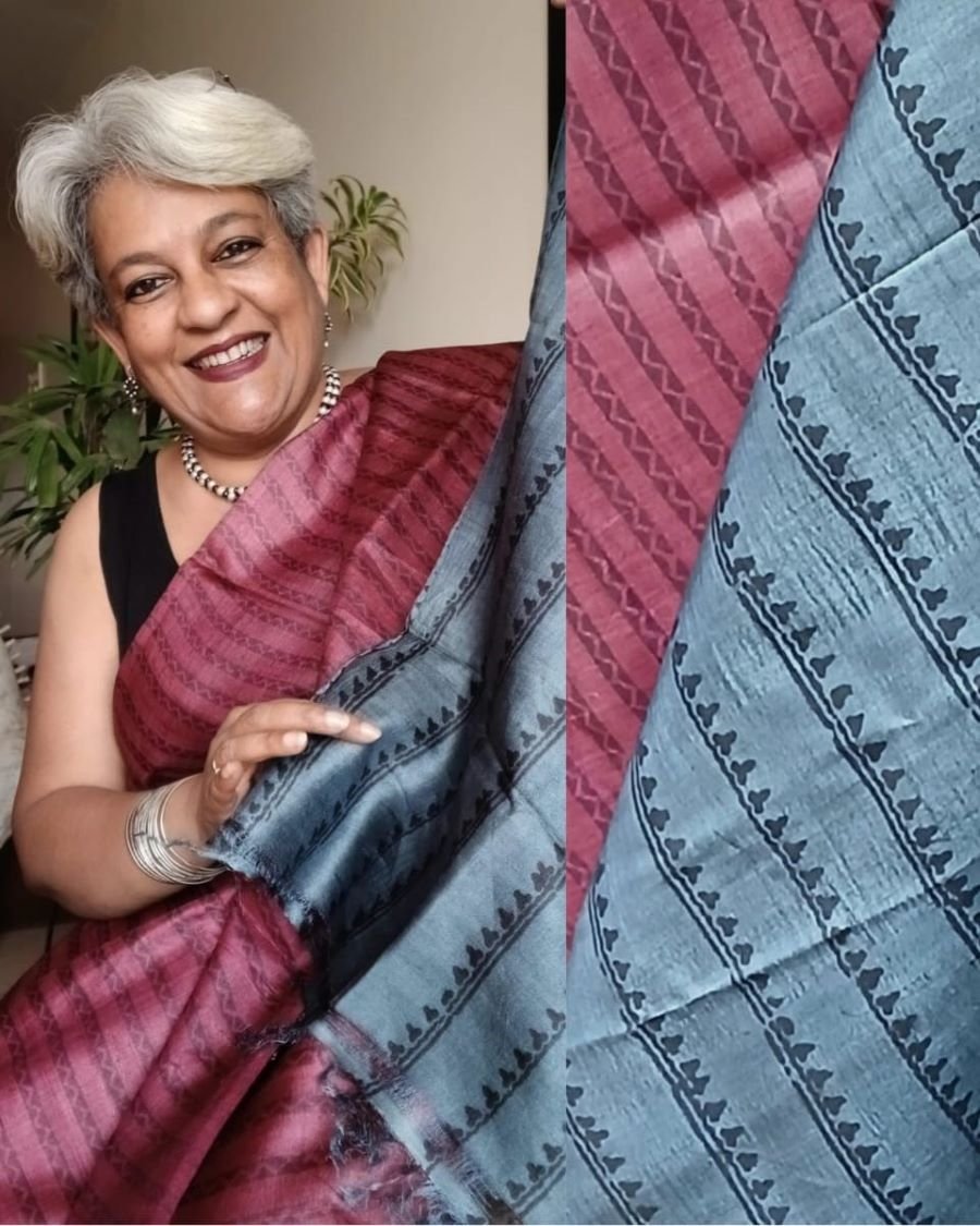 Pure tussar silk saree with Bengal Hand Blockprint, from Icchapur ...