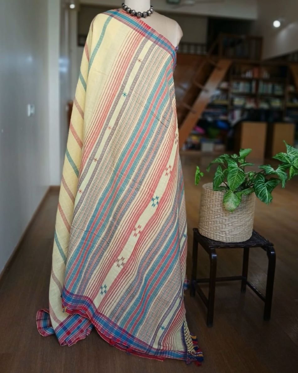 Bhujodi Saree handwoven in Kala Cotton – (BHUJ0074) - The Magic Room