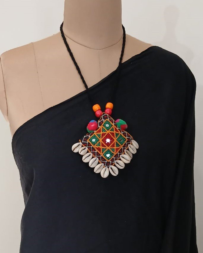 Colourful Meghwal Hand Embroidered necklace – (CMHE0033) - The Magic Room