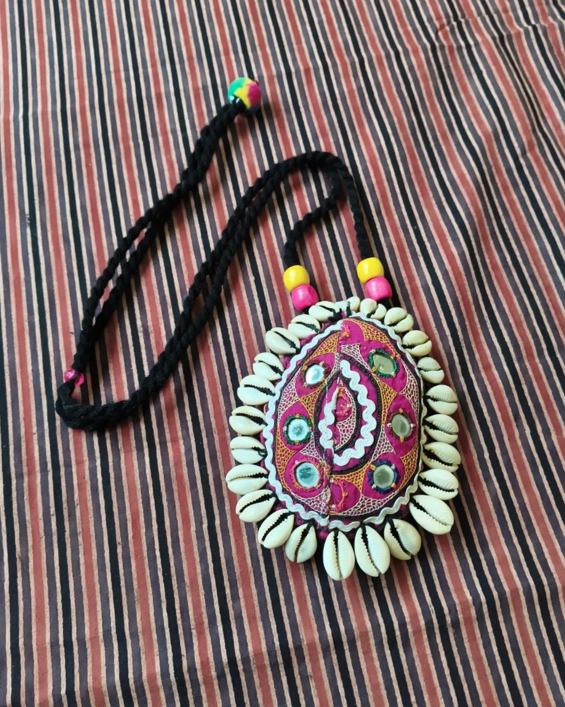 Colourful Meghwal Hand Embroidered necklace – (CMHE0035) - The Magic Room