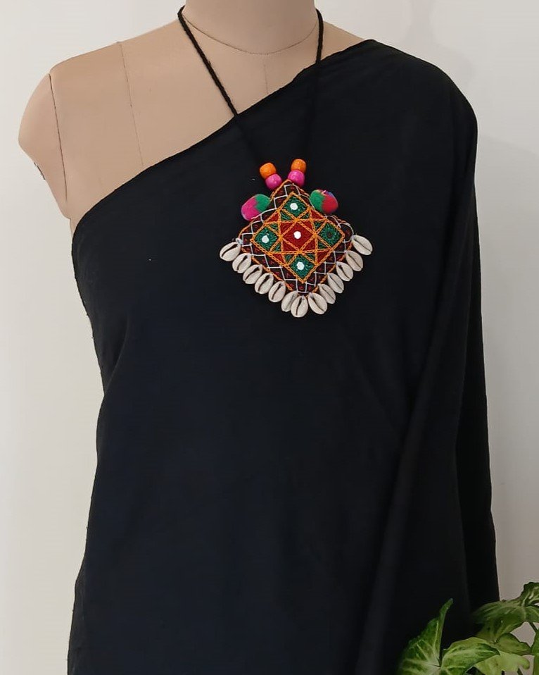 Colourful Meghwal Hand Embroidered necklace – (CMHE0036) - The Magic Room