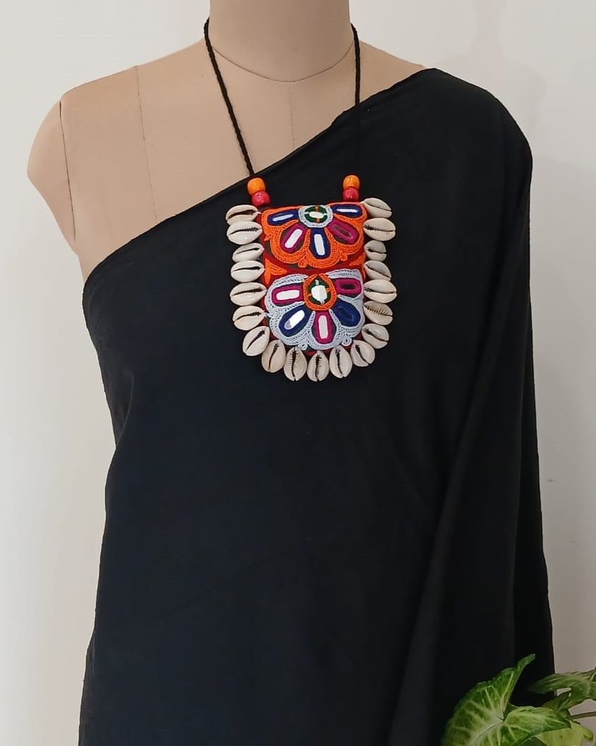 Colourful Meghwal Hand Embroidered necklace – (CMHE0030) - The Magic Room