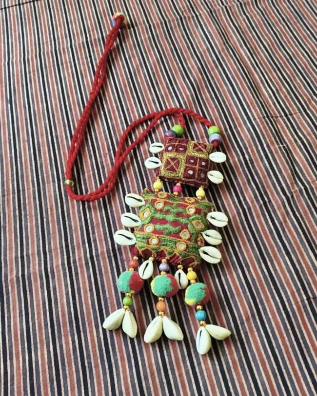 Colourful Meghwal Hand Embroidered necklace – (CMHE0032) - The Magic Room