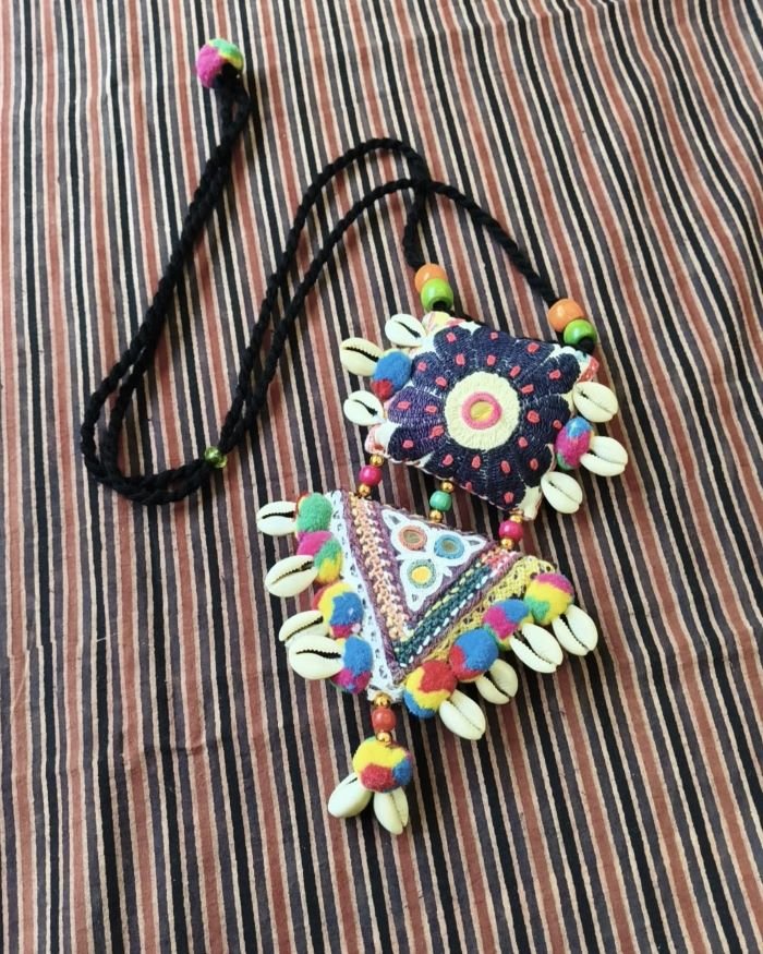 Colourful Meghwal Hand Embroidered necklace – (CMHE0026) - The Magic Room