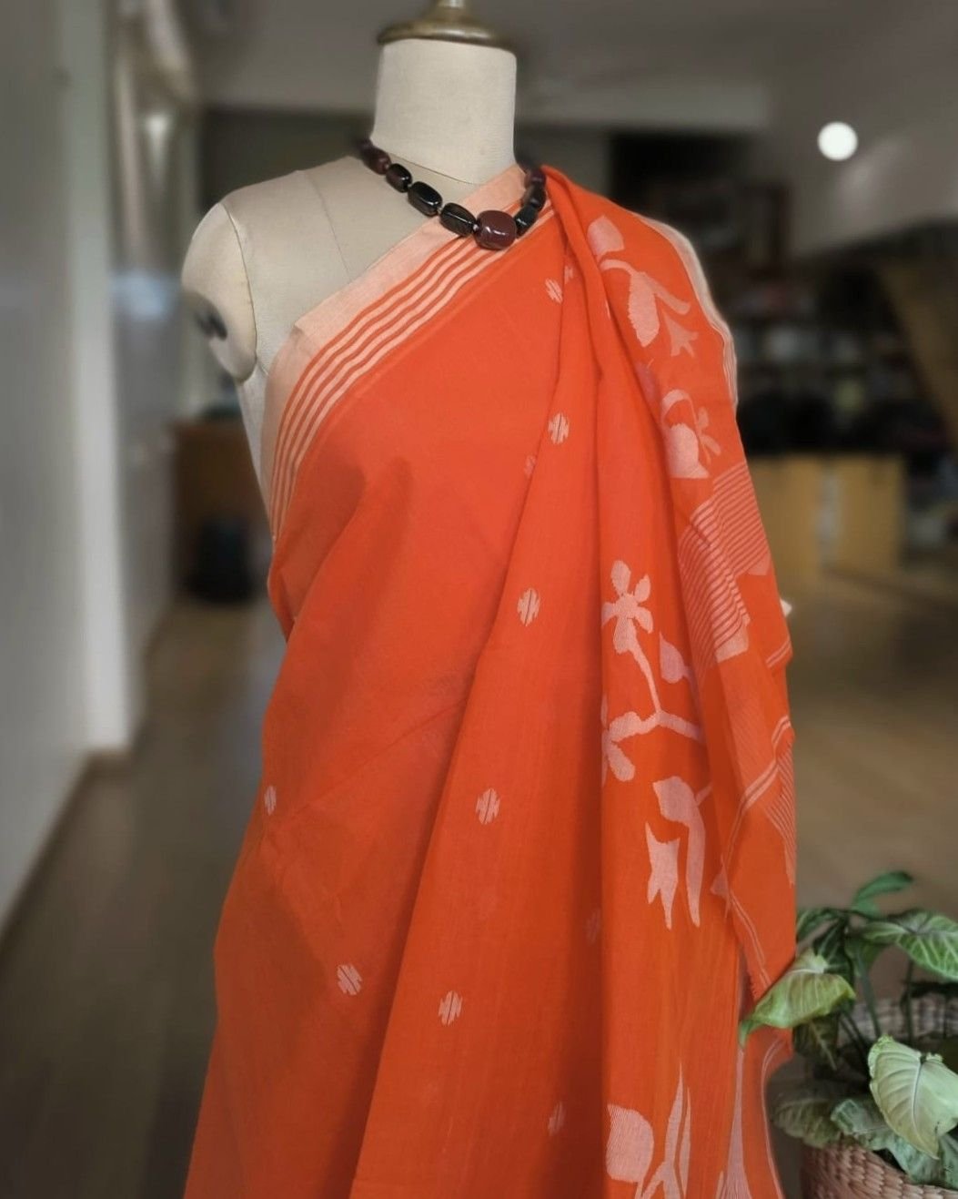 Crisp Cotton Hand Jamdani from Phulia in West Bengal - (CCHJ0001) - The ...