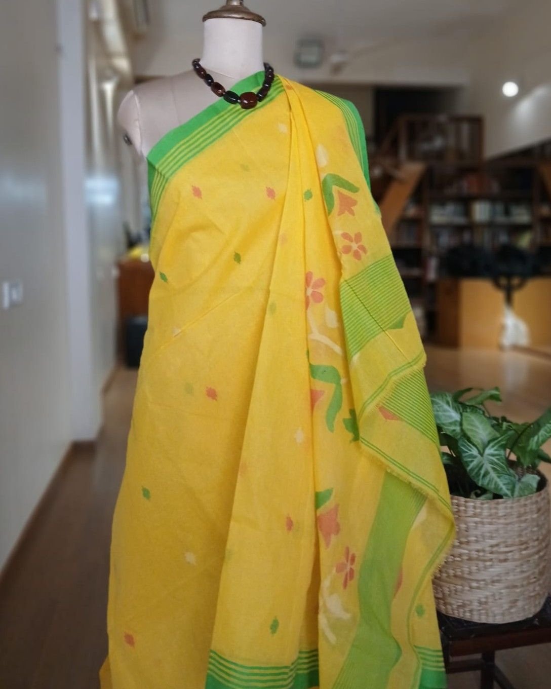 Crisp Cotton Hand Jamdani from Phulia in West Bengal - (CCHJ0005) - The ...
