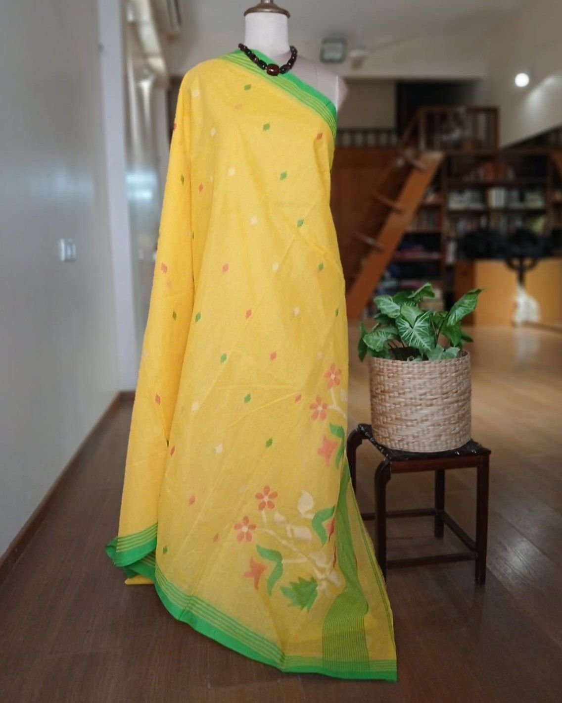 Crisp Cotton Hand Jamdani from Phulia in West Bengal - (CCHJ0005) - The ...