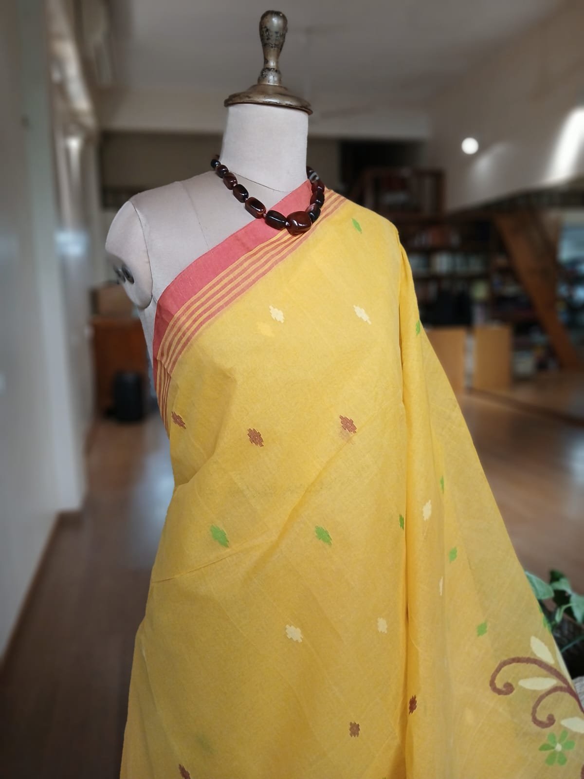 Crisp Cotton Hand Jamdani from Phulia in West Bengal - (CCHJ0004) - The ...