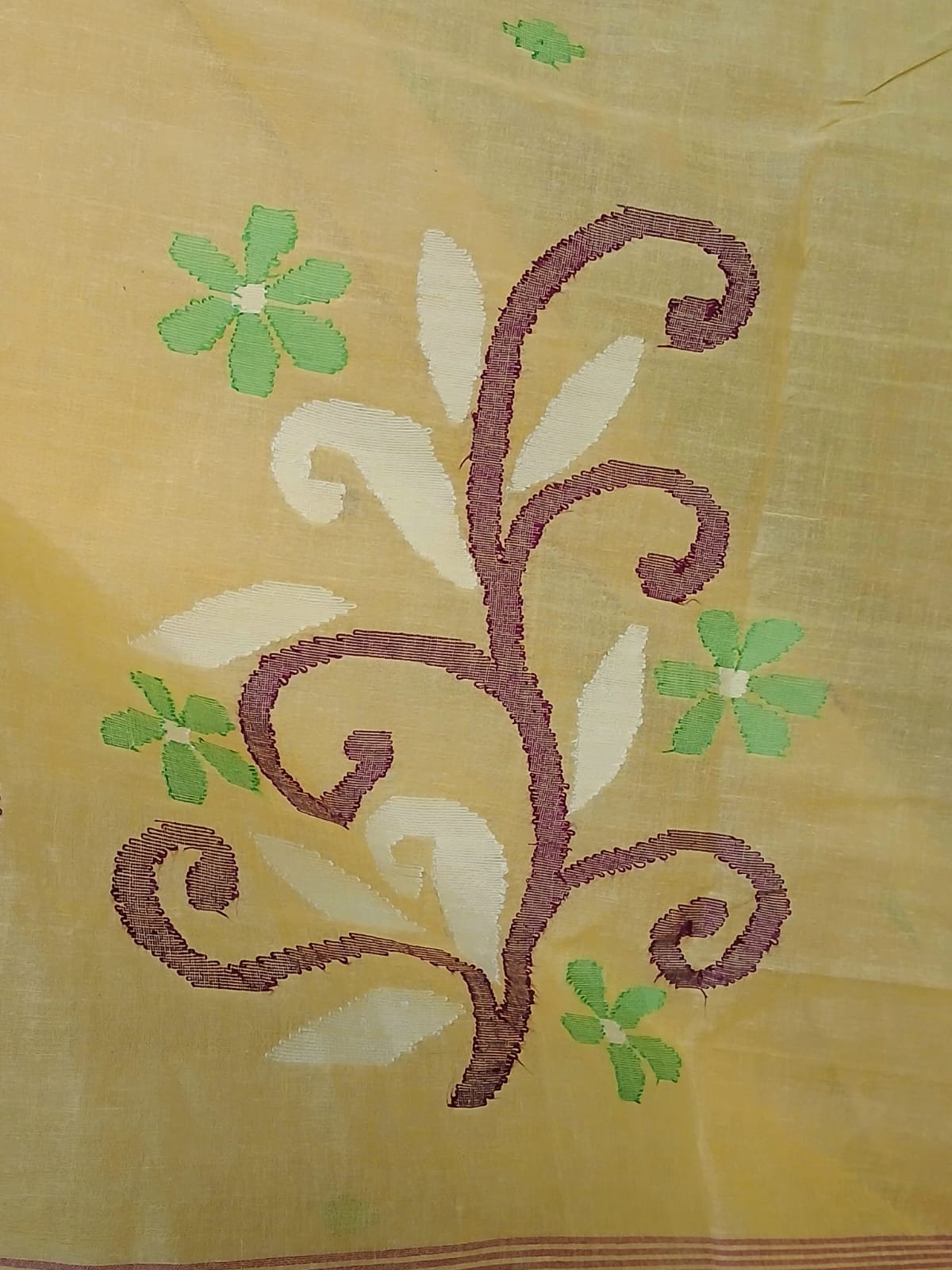 Crisp Cotton Hand Jamdani from Phulia in West Bengal - (CCHJ0004) - The ...