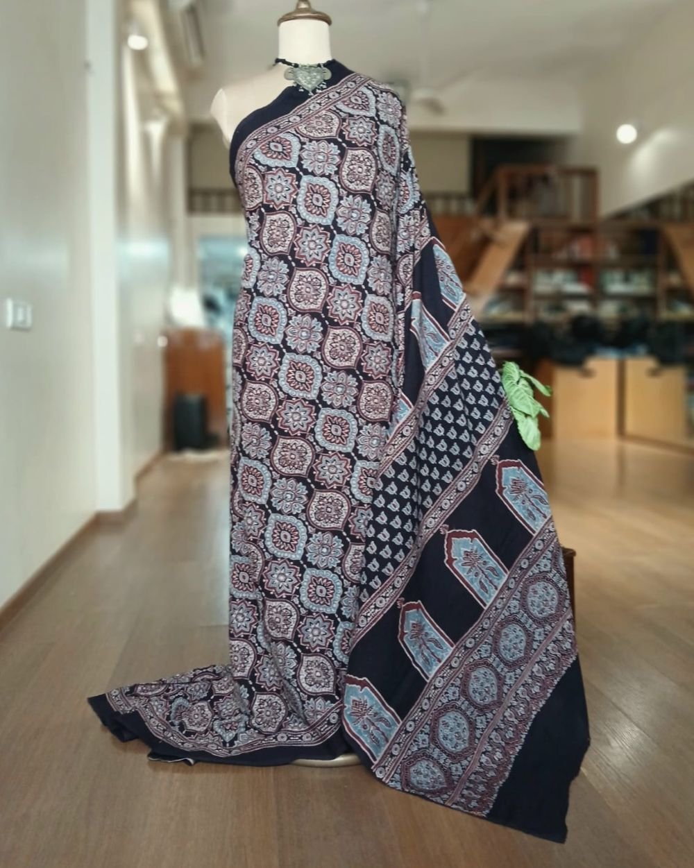 Ajrakh Mul Cotton Saree – (AMCS1041) - The Magic Room