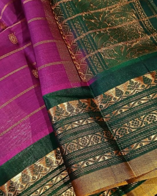 Grand Silk-Cotton Gadwal Handweave Saree with Zari Borders – (GHSS0008 ...